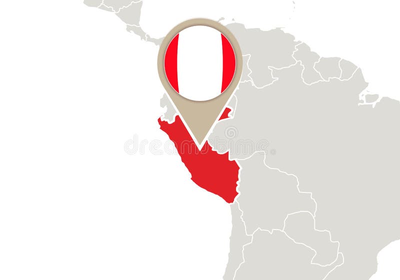 Peru on World map stock vector. Illustration of illustrations - 129588408