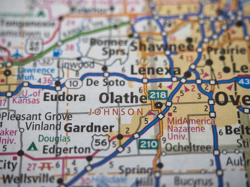 Map Highlighting Johnson County Kansas Stock Photo - Image of gardner ...