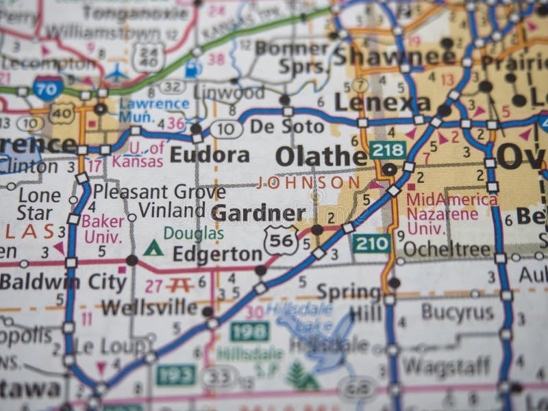 Map Highlighting Johnson County Kansas Stock Photo - Image of gardner ...