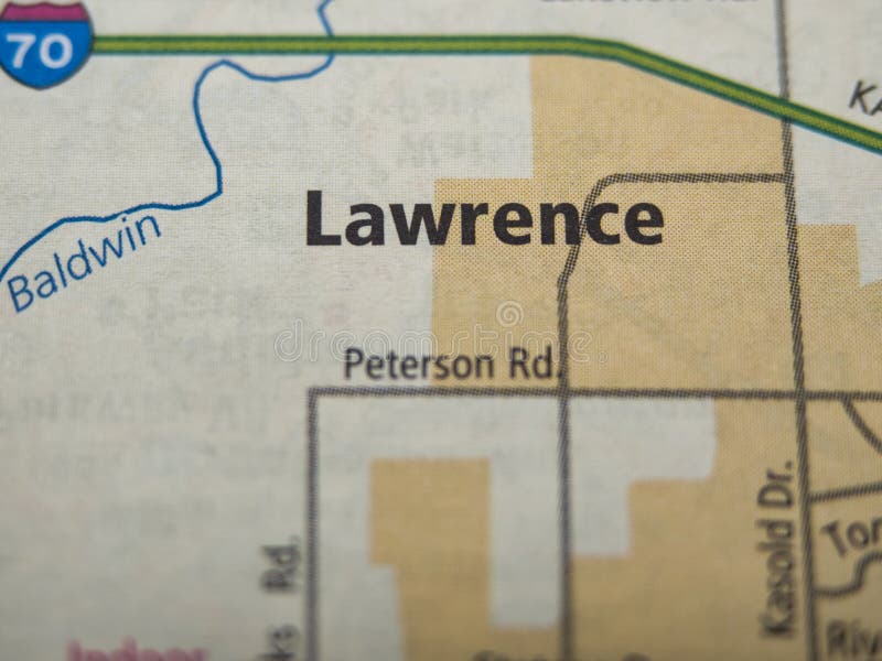 Map Highlighting Lawrence Kansas Stock Image - Image of highway ...