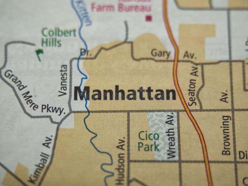 Map Highlighting Manhattan Kansas Stock Photo - Image of overview, lost ...