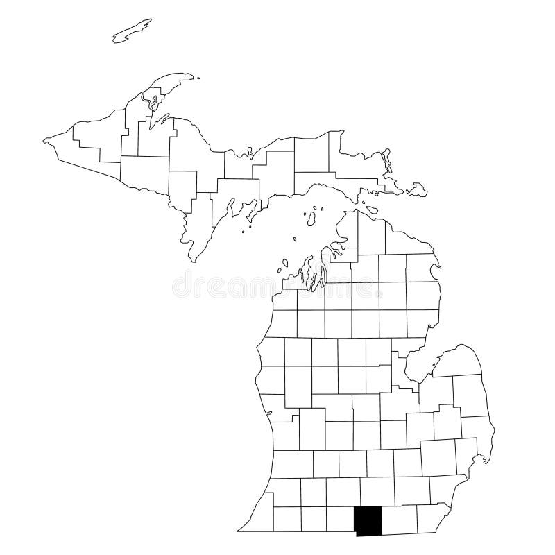 Map of Hillsdale County in Michigan State on White Background. Single ...