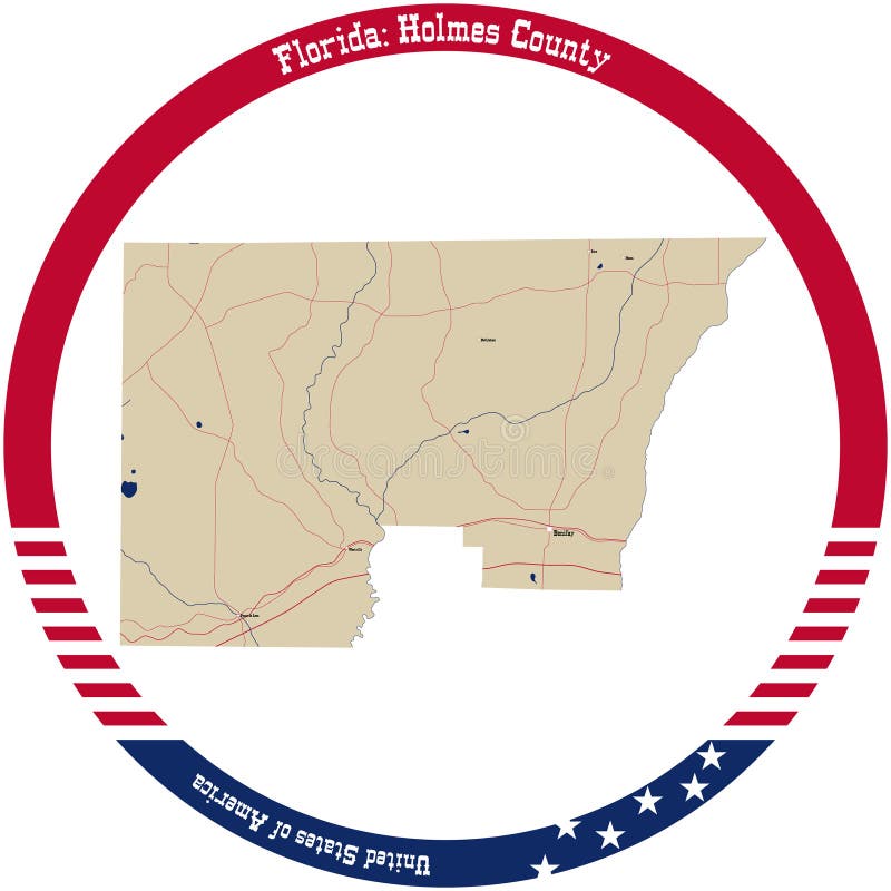 Map of Holmes County in Florida, USA Stock Vector - Illustration of ...