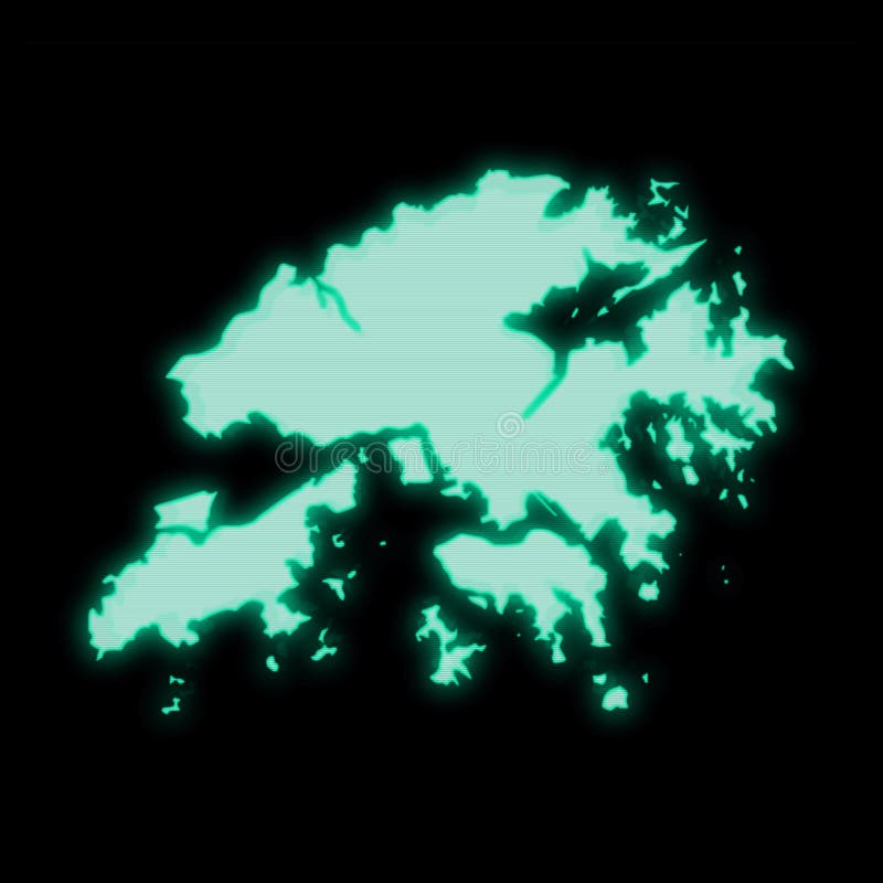 Map of Hong Kong, Old Green Computer Terminal Screen Stock Image ...