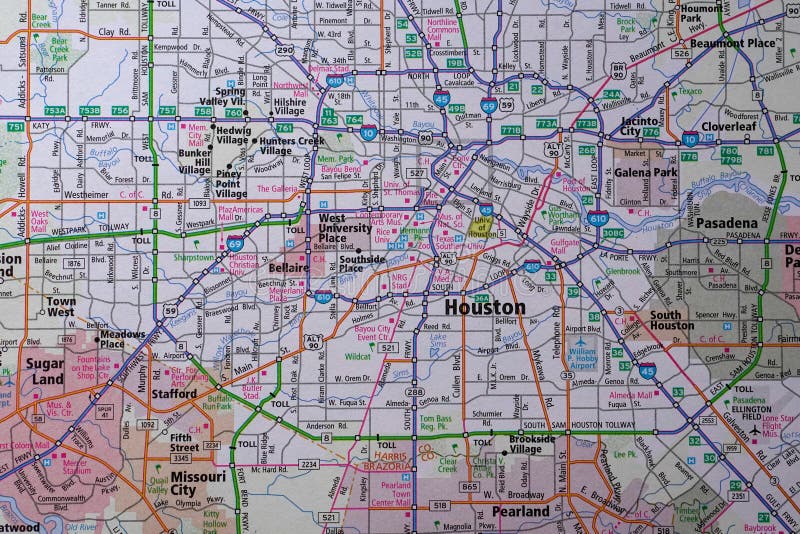 Map of Houston Area editorial photography. Image of destination - 321247142