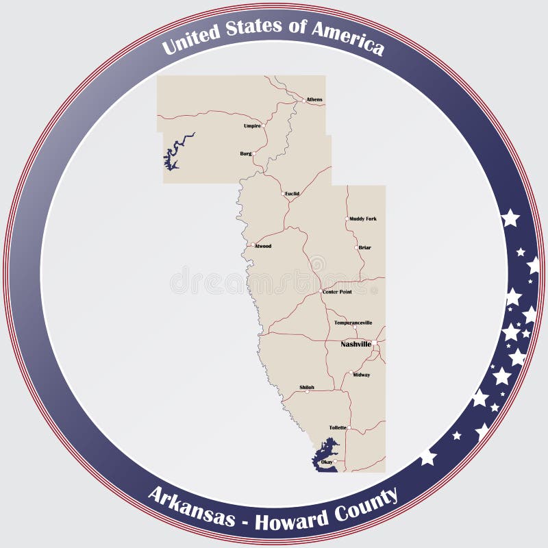Map of Howard County in Arkansas Stock Vector - Illustration of howard ...