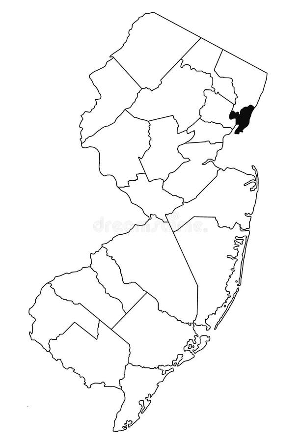 Map of Hudson County in New Jersey State on White Background. Single ...