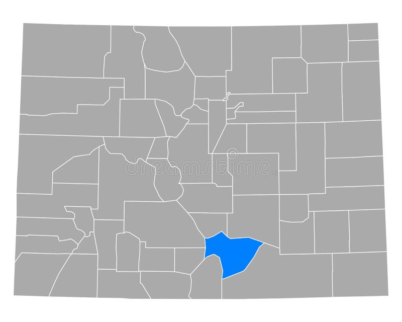 Map of Huerfano County in Colorado Stock Vector - Illustration of ...