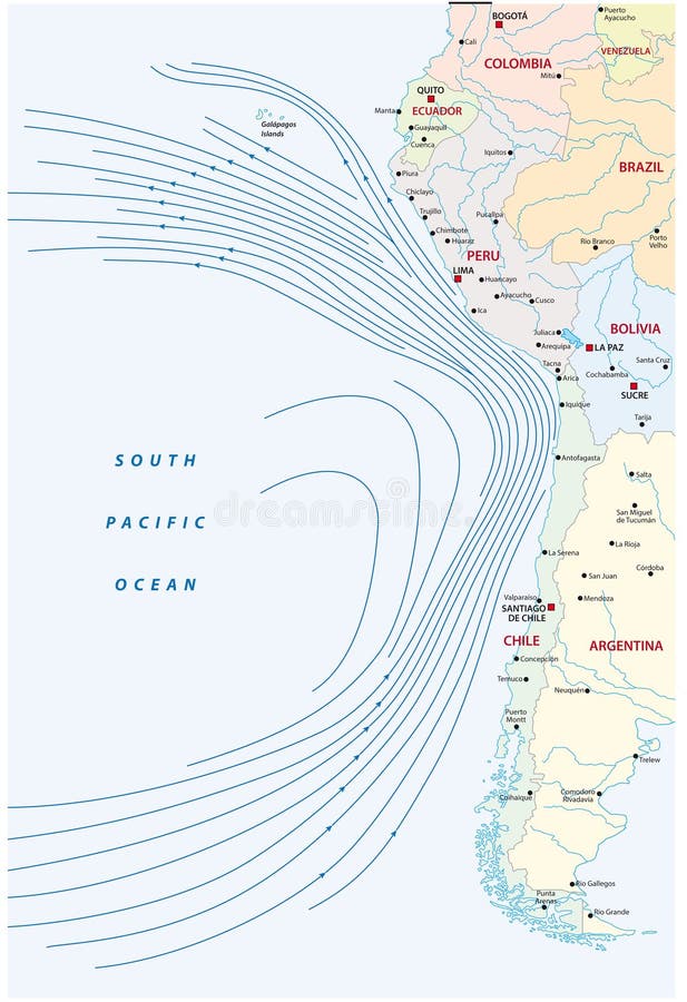Map of the Humboldt or Peru Current on the West Coast of South America ...