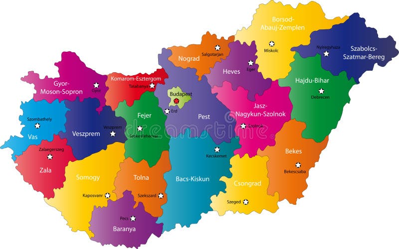 Map of Hungary stock vector. Illustration of atlas, national - 6275017