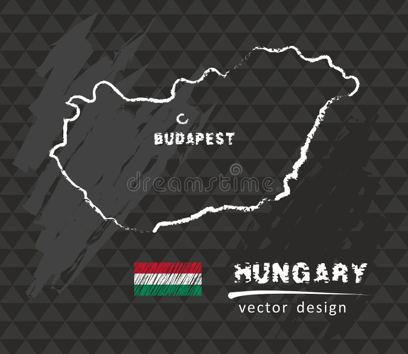 Hungary National Vector Drawing Map on White Background Stock Vector ...