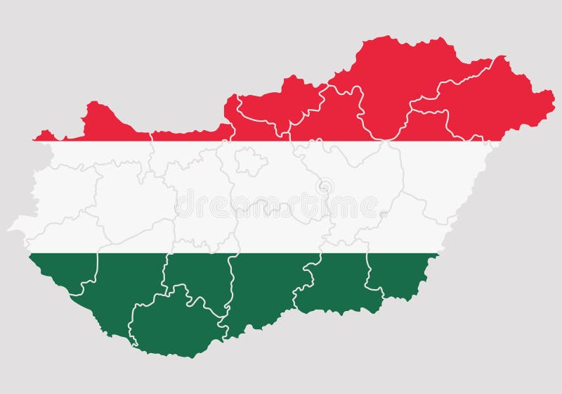 Map of Hungary with flag stock vector. Illustration of europe - 325838822