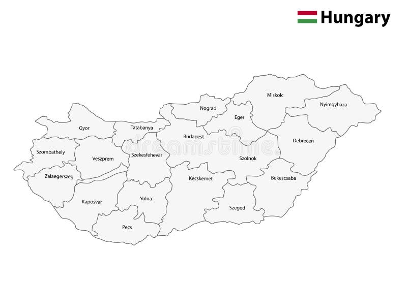 Map of Hungary with Flag. 3d Map of Hungary.Printable Vector Map of ...