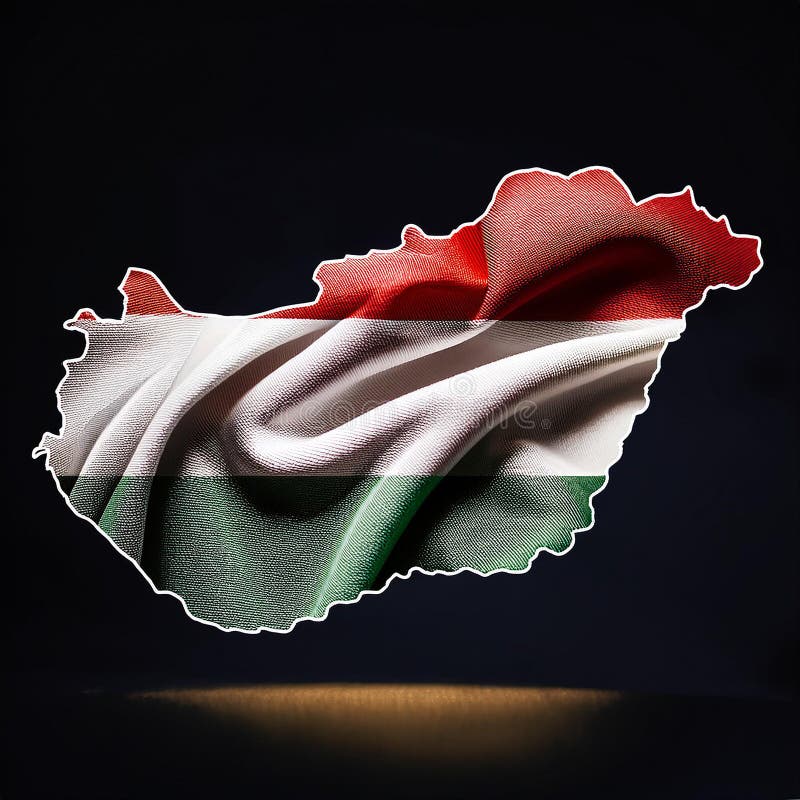 Map of Hungary with Flag. stock illustration. Illustration of contour ...