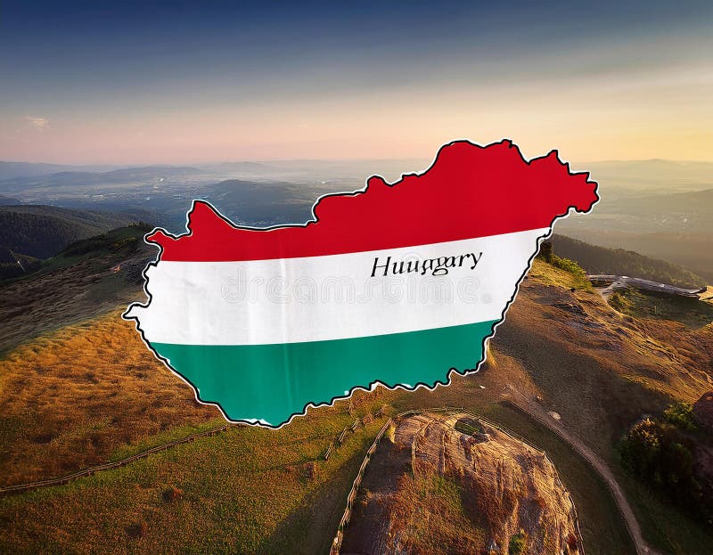 Map of Hungary with Flag. stock illustration. Illustration of cloud - 346045166