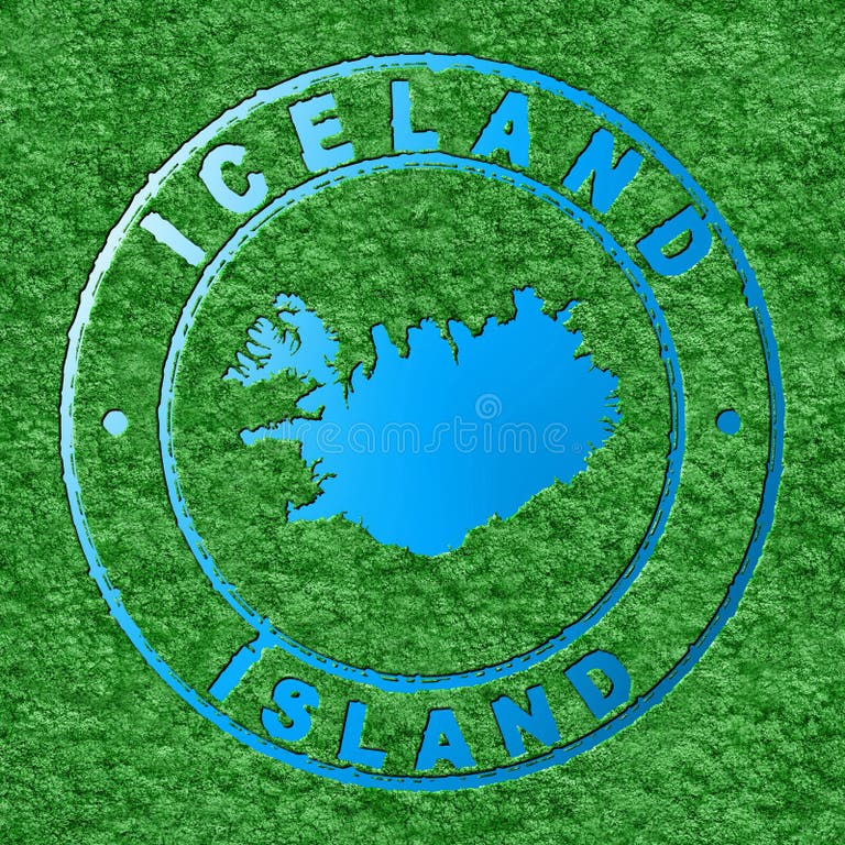 Map of Iceland, Forest with Water Map Stock Illustration - Illustration ...