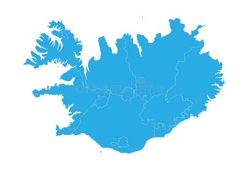 Iceland Map - High Detailed Black Map with Counties/regions/states of ...