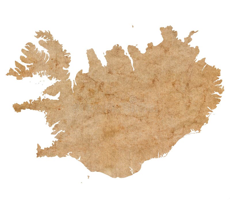 Map of Iceland on Old Brown Grunge Paper Stock Photo - Image of ...