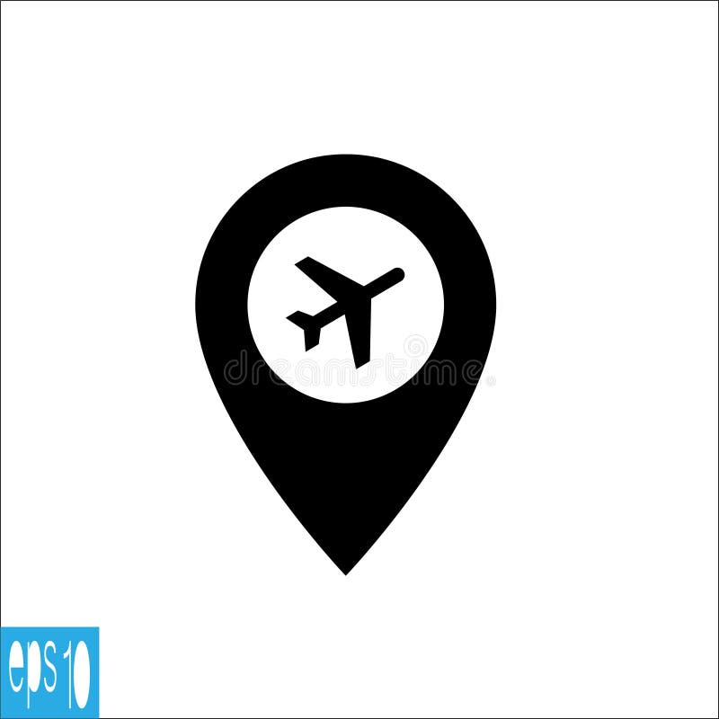 Map Icon with Airplane Icon, Sign - Vector Illustration Stock ...