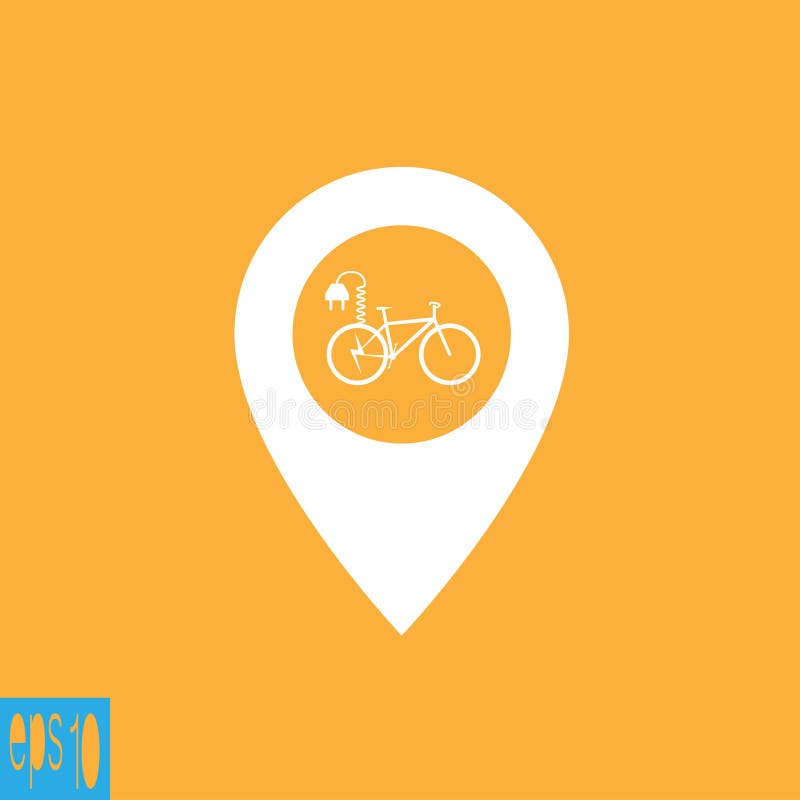 Map Icon with Electric Bicycle Icon, Sign - Vector Illustration Stock ...