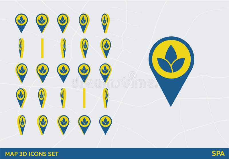 Maps 3D Icon Set Rotation Spa Sign Vector Illustration Stock Vector ...