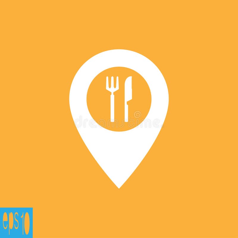 Map Icon with Fork and Knife - Illustration Stock Illustration ...