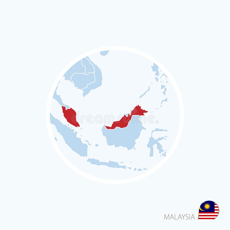 Map Icon of Malaysia. Blue Map of Asia with Highlighted Malaysia in Red ...