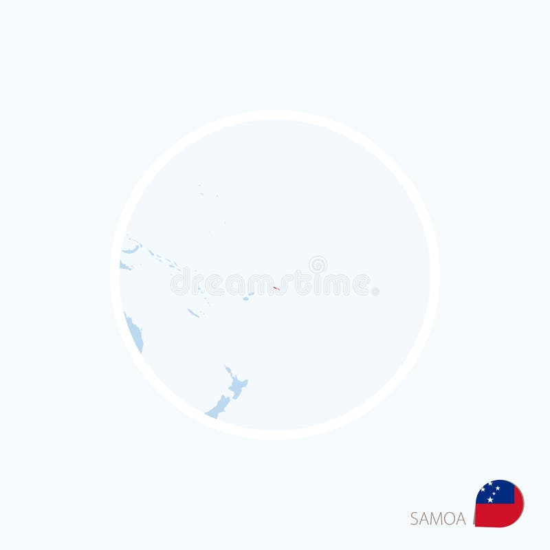 Map Icon of Samoa. Blue Map of Oceania with Highlighted Samoa in Red ...