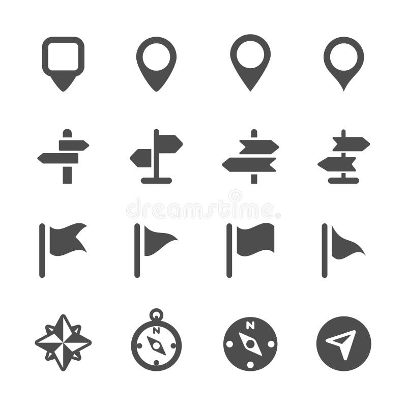 Map Icon Set 3, Vector Eps10 Stock Vector - Illustration of location ...