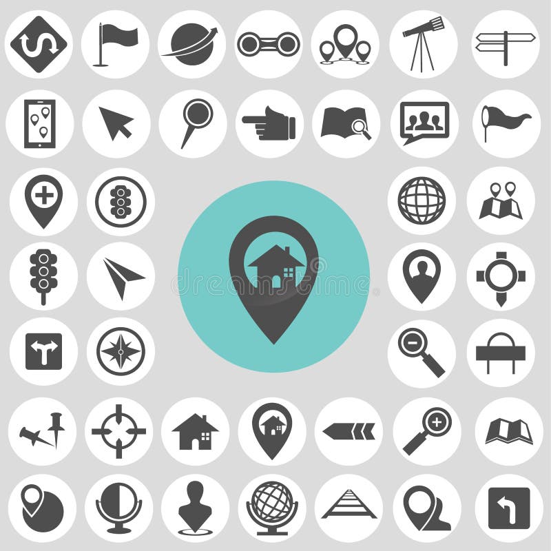 Map navigation icon set stock vector. Illustration of mark - 33800787