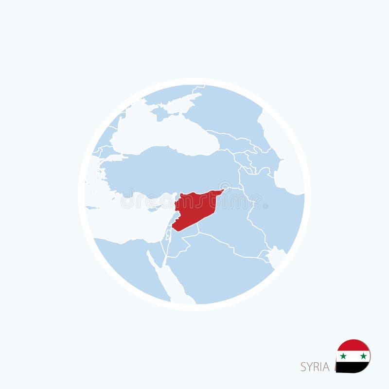 Map Icon of Syria. Blue Map of Middle East with Highlighted Syria in ...