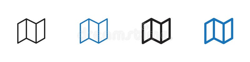 Map Icon Vector Set Outline Stock Illustration - Illustration of road ...