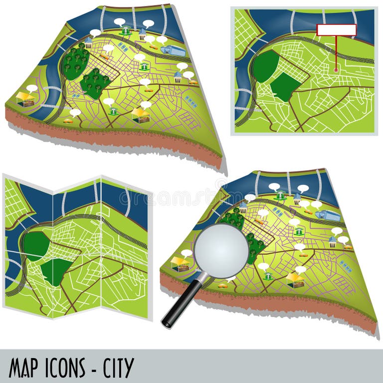 Map icons - city stock vector. Illustration of isolated - 15717772