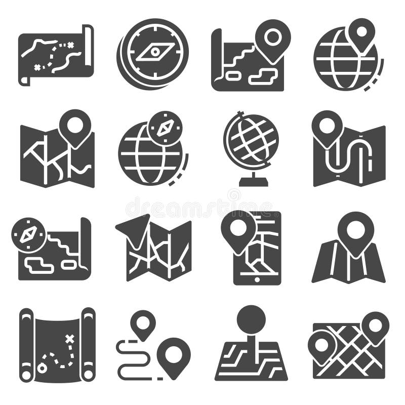 Map Icons and Location Icons Stock Vector - Illustration of navigation ...