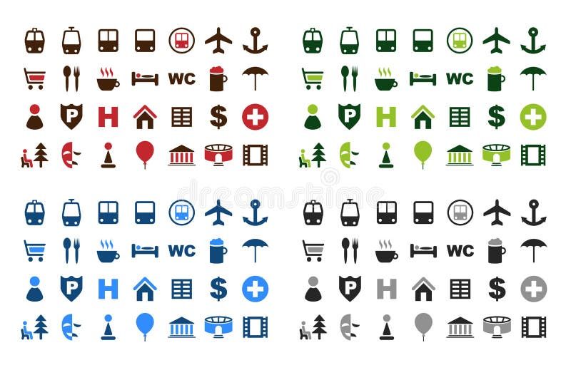 Map icons set stock vector. Illustration of color, navigation - 23976912