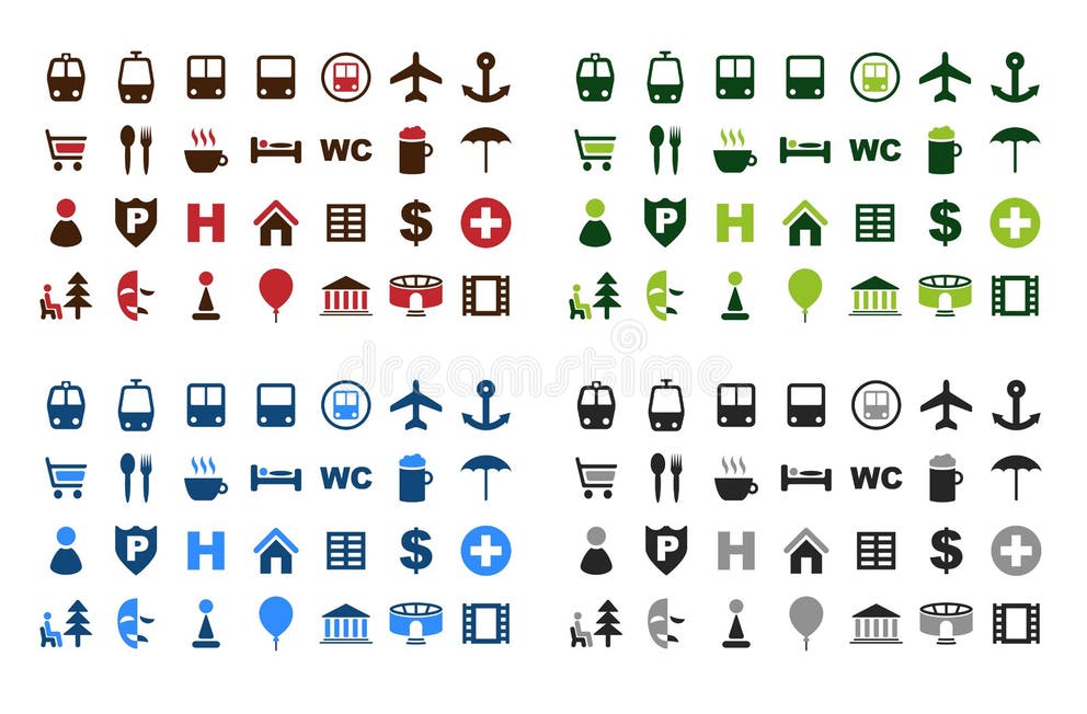 Map icons set stock vector. Illustration of color, navigation - 23976912