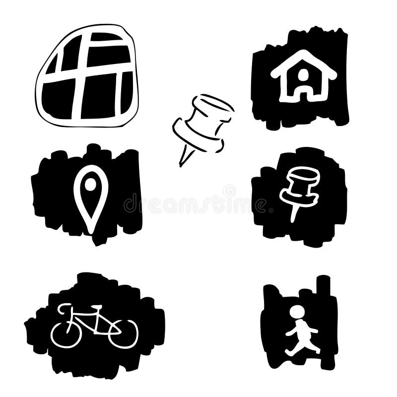 Map icons set stock vector. Illustration of place, location - 47895893