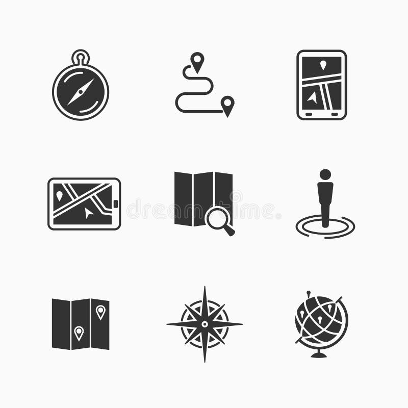 Map icons set stock vector. Illustration of journey, flat - 57479437