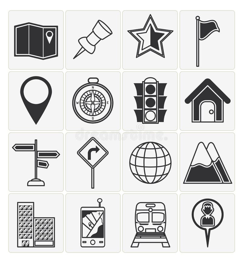Map icons set stock vector. Illustration of journey, building - 41172992