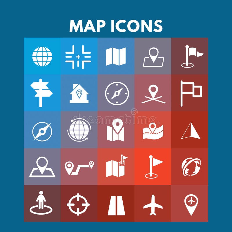 Map Icons stock vector. Illustration of cartography - 120627157