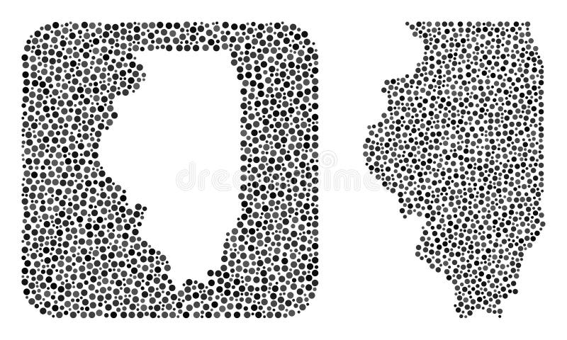 Map of Illinois State - Dot Collage with Stencil Stock Vector ...