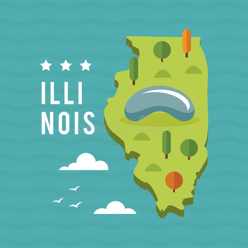 Map of Illinois State. Vector Illustration Decorative Design Stock ...