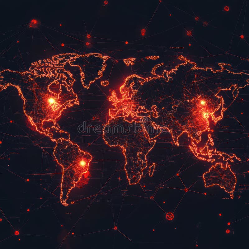 World Map Highlighting Global Epidemic Outbreak Zones in a Digital ...