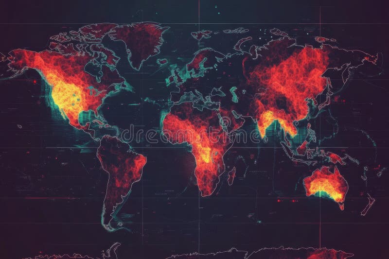 World Map Displaying Epidemic Outbreak Zones with Intensity Variations ...