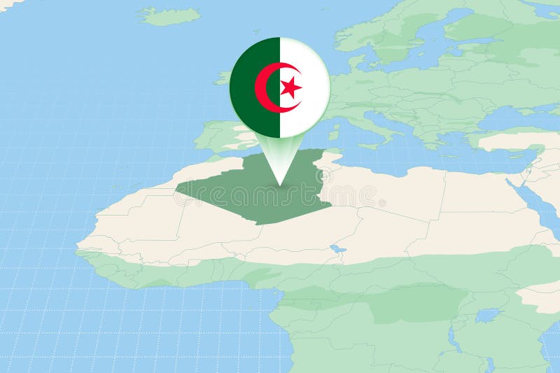 Map Illustration of Algeria with the Flag. Cartographic Illustration of ...