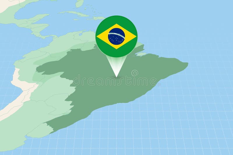 Map Illustration of Brazil with the Flag. Cartographic Illustration of ...
