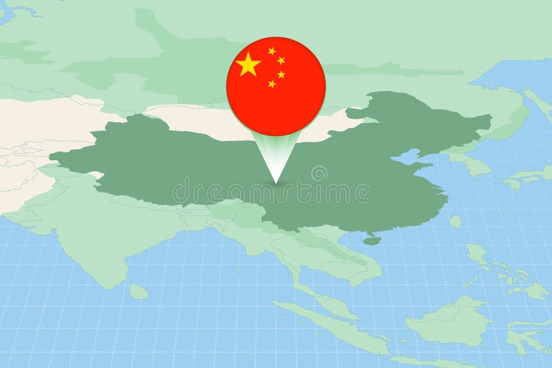 Map Illustration of China with the Flag. Cartographic Illustration of ...