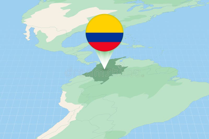 Map Illustration of Colombia with the Flag. Cartographic Illustration ...