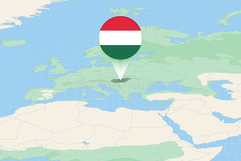 Map Illustration of Hungary with the Flag. Cartographic Illustration of ...