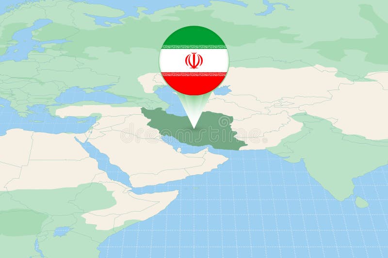 Map Illustration of Iran with the Flag. Cartographic Illustration of ...